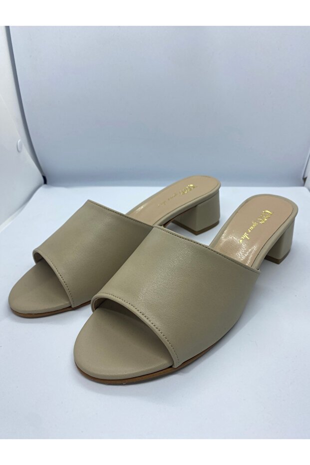 Çolo Your Shoe Deri Bej Kısa Topuklu Terlik - Fiyatı, Yorumları