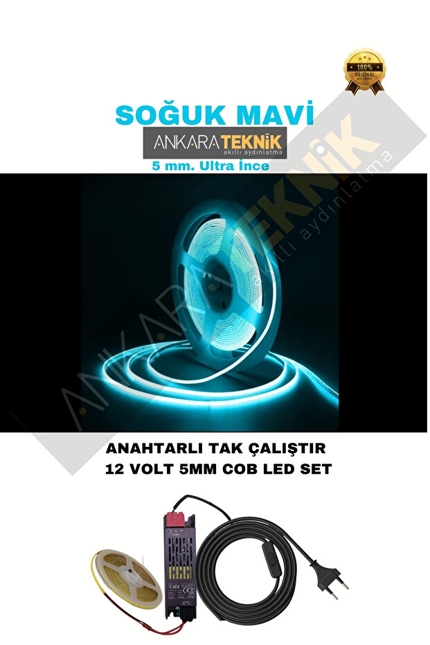 ankarateknik 5mm Ultra İnce COB Şerit LED 12Volt – Tak Çalıştır ...