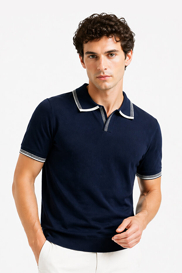 Pulltonic Men's Polo Neck Short Sleeve Knitwear T-Shirt- Trendyol