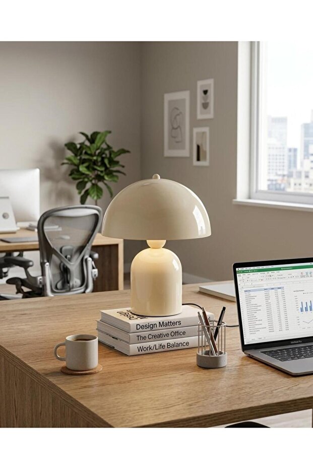 D-light Ruby Mantar Tasarım Krem Abajur 25 cm - Fiyatı, Yorumları