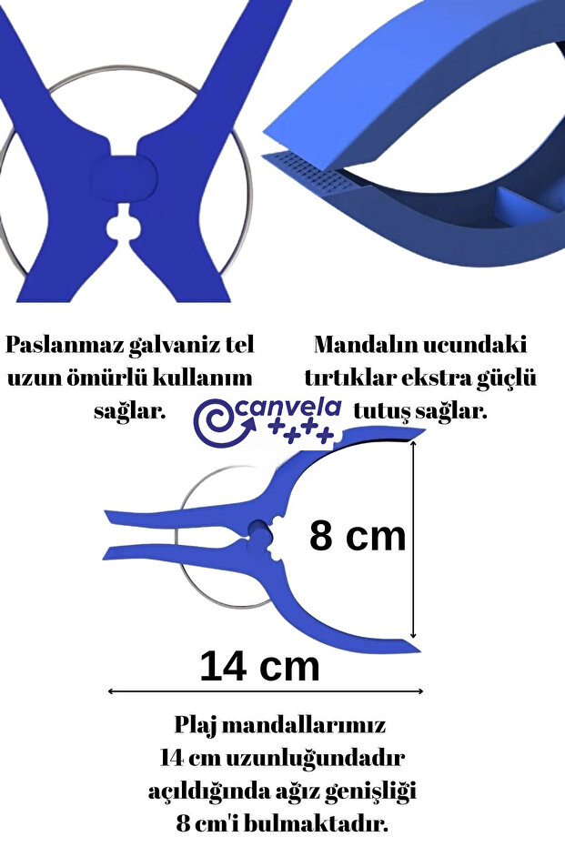 CANVELA 6 Adet XXL Büyük Boy Şezlong Plaj Havlu Mandalı Halı Asma ...