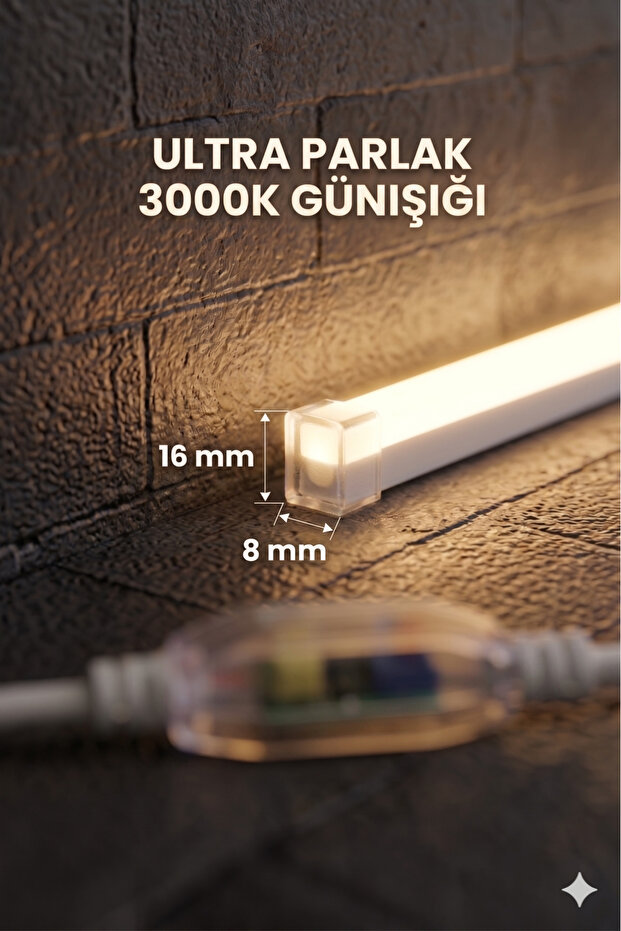 ECONA 3 Metre 220V Neon LED Şerit Günışığı (3000K) - Tak Çalıştır Set ...