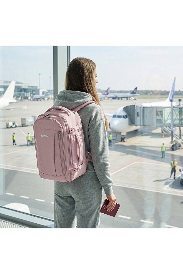 zagatto Rucsac de călătorie pentru avion, roz, bagaj de mână 40×30×20 ...