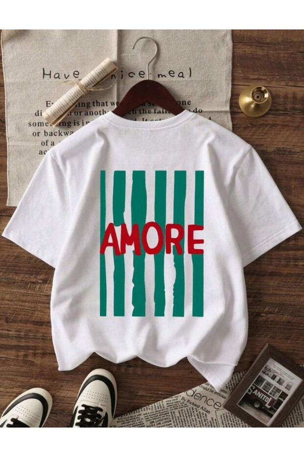 Gisha Unisex Amor Baskılı Beyaz Pamuklu T-shirt - Fiyatı, Yorumları