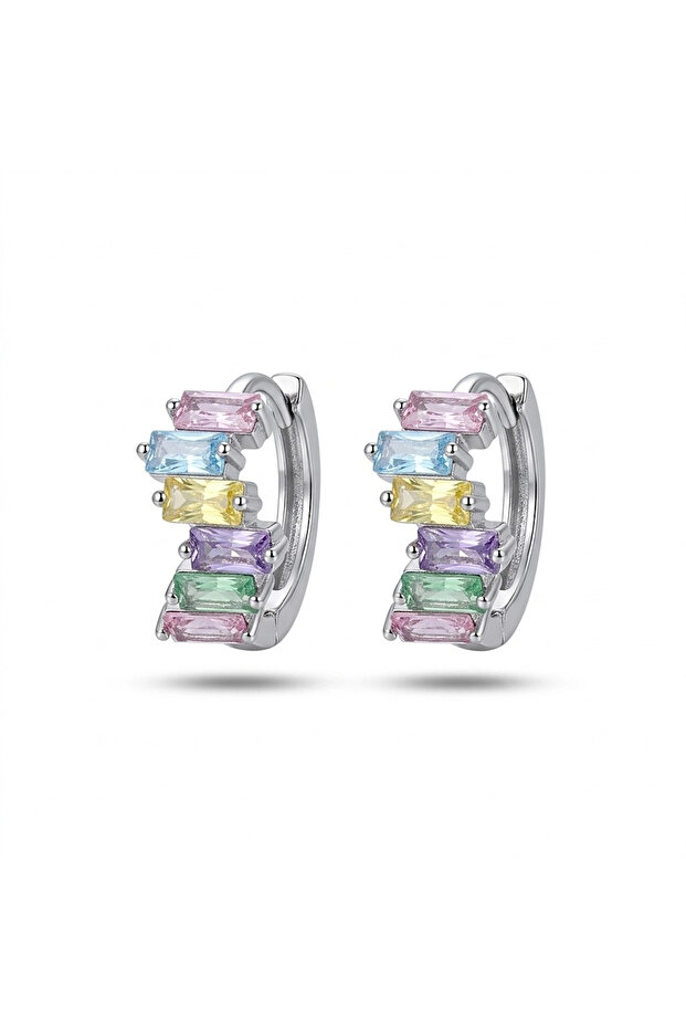 h&b design jewel Renkli Baget Taşlı Halka Küpe - Fiyatı, Yorumları