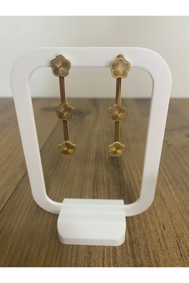 innotwinsshop Kadın Çelik 3’lü yonca küpe gold - Fiyatı, Yorumları
