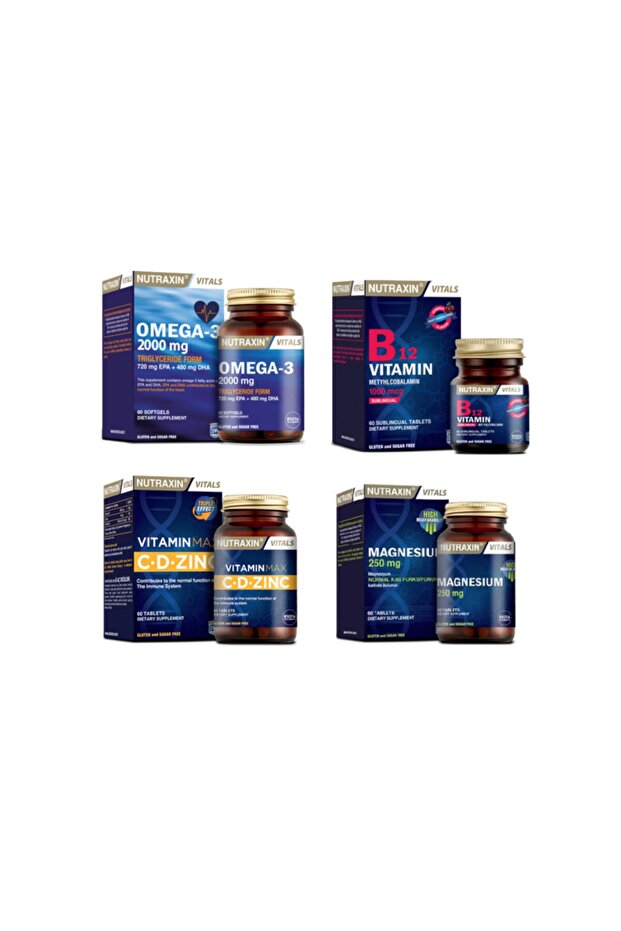 Nutraxin Omega 3 Fish Oil - 2000 Mg 60 Capsules + Vitamin B12 ...