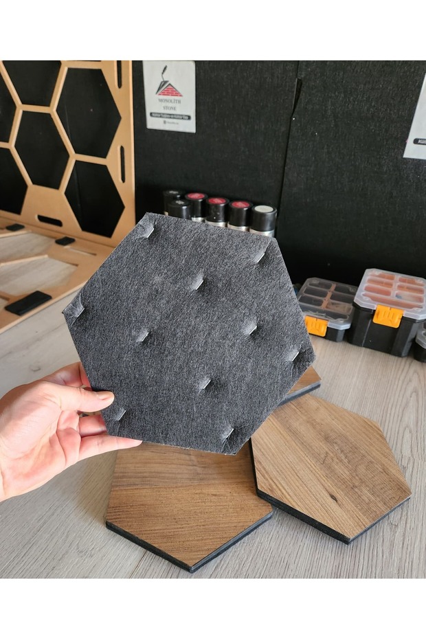 monolith stone Altıgen Duvar Paneli 8 mm Mdf 9 mm Keçe 6 adet - Fiyatı ...