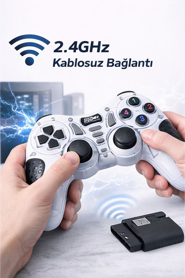MEGAMUS Kablosuz Oyun Kolu 2.4GHz – PC, PS1, PS2, PS3, TV Box ve ...