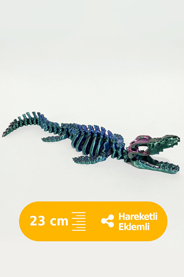Artimon 3D Store Hareketli Mosasaurus 3D İskelet Dinozor Parlak Renk ...