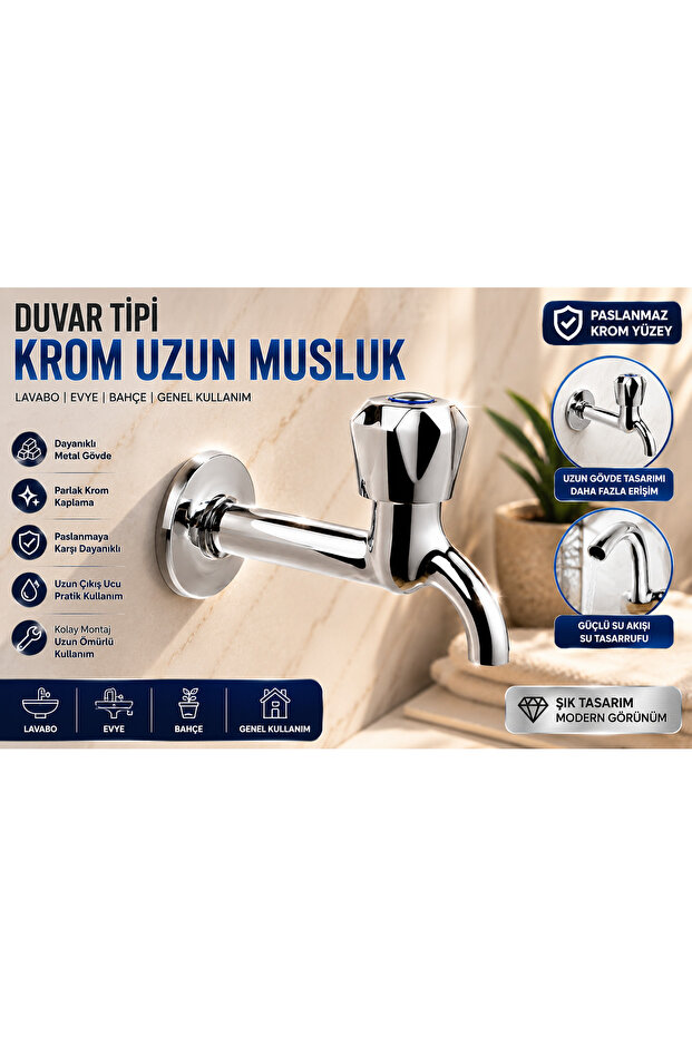 OPAK Duvar Tipi Krom Musluk 1/2" - Fiyatı, Yorumları