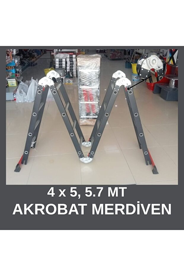 ERC 4x5 5,70 Akrobat Merdiven, Dayanıklı Katlanır Çok Amaçlı Merdiven ...