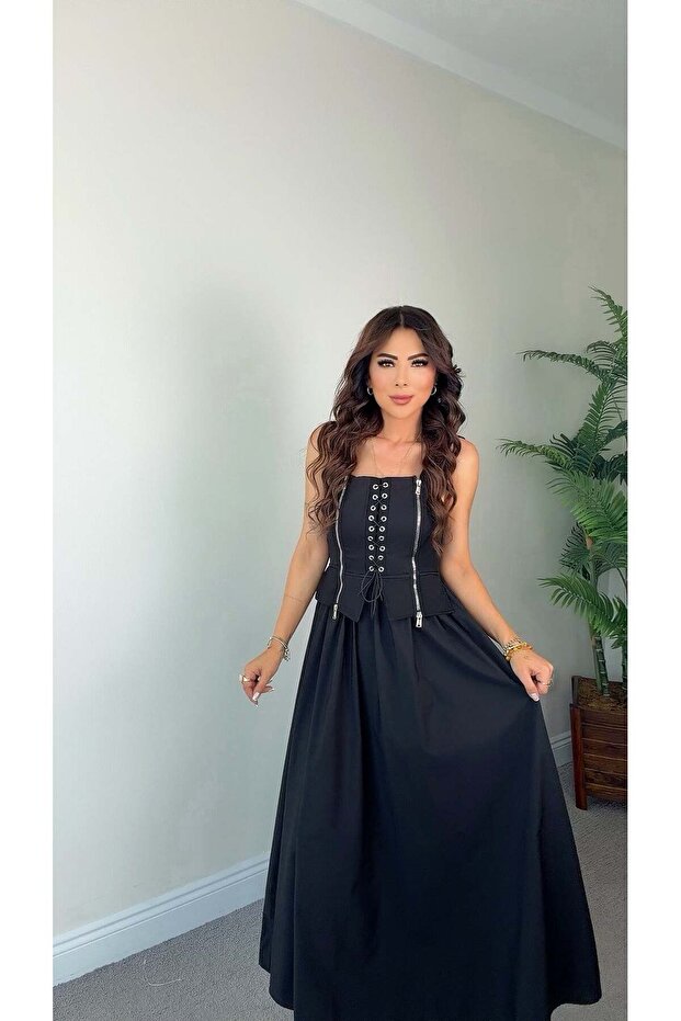 DİDEM GÜLTAKTI Hanu Kadın Korse Detaylı Tasarım Siyah Elbise - Fiyatı ...