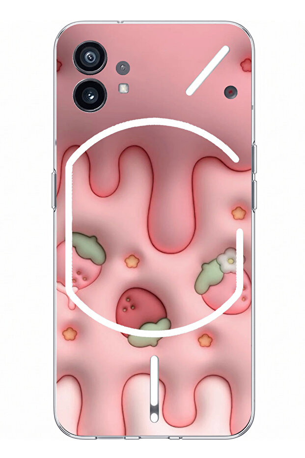 TechTree Nothing Phone (1) Uyumlu Çilekli Pasta Baskılı Silikon Kılıf ...