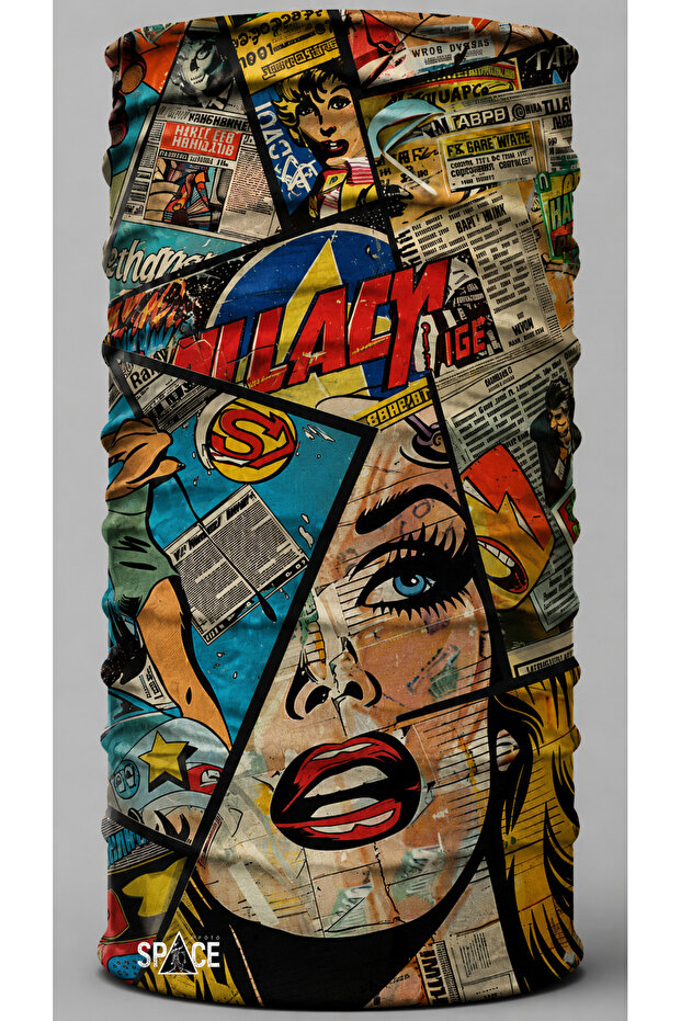 spacemoto Retro Pop Art Çizgi Roman ve Gazete Kolaj Desenli Renkli ...