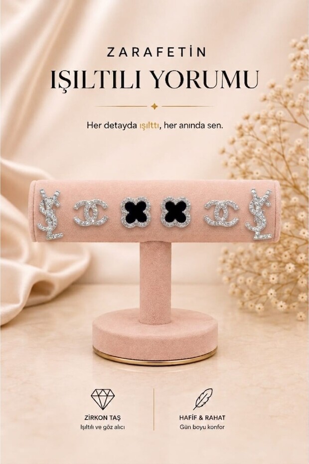 mdm style Zirkon Taşlı 6 lı Luxury Küpe Seti - Fiyatı, Yorumları