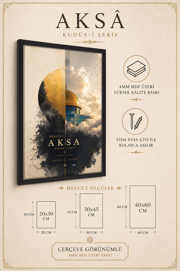 ARTI HOME Mescid-i Aksa Tablosu | Kudüs-i Şerif Temalı Dekoratif Ahşap ...