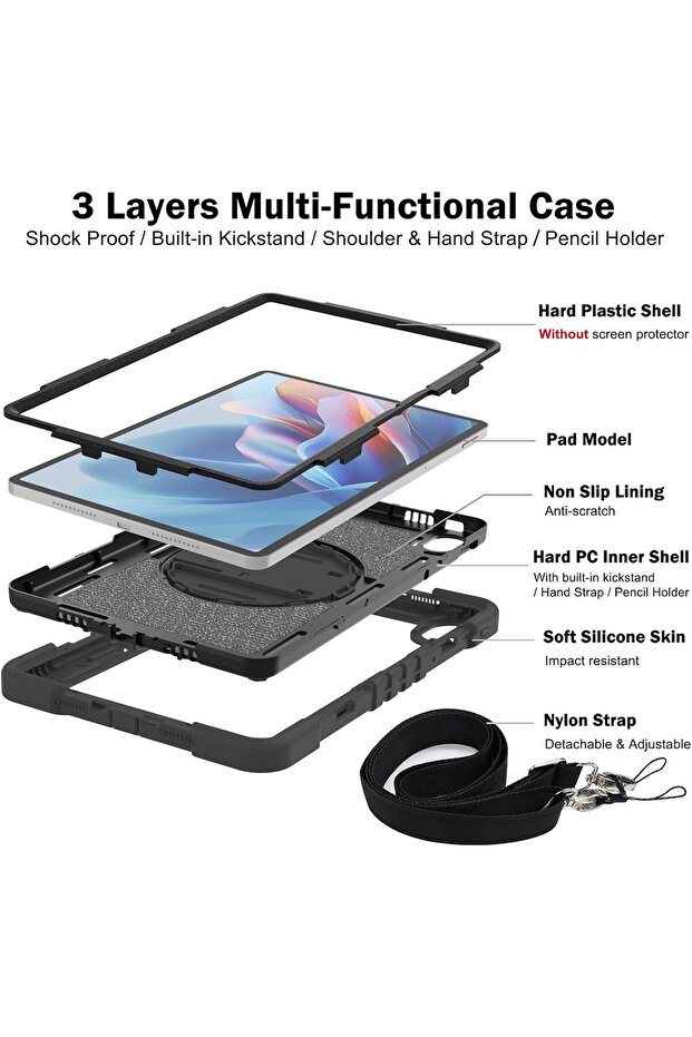 Fogy iPad Air 13 (M2/M3/M4) Uyumlu Standlı El Geçmeli İpli Karbon Desen ...
