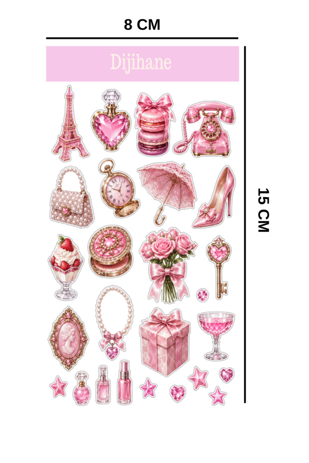 dijihane Coquette Pembe Estetik Sticker Seti 8x15 cm | Fiyonk, Kalp ...