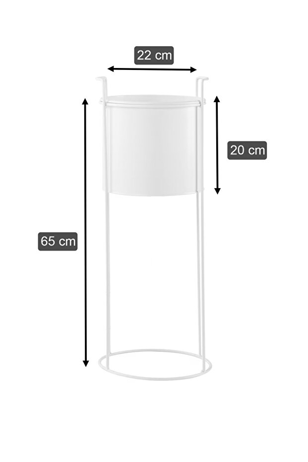 Desen Dekorasyon Ayaklı Metal Silindir Çiçek ve Saksı Standı 65 cm ...