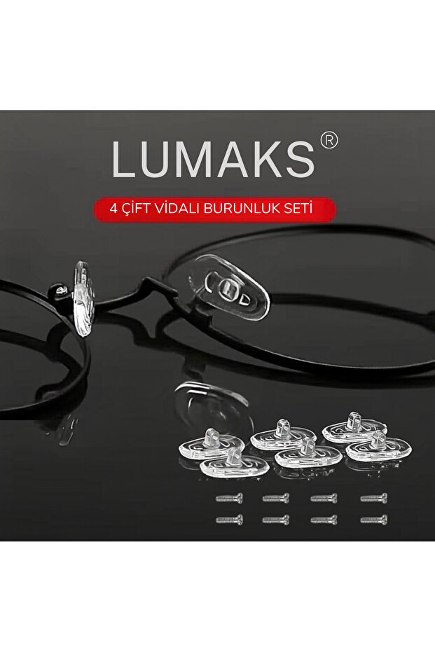 LUMAKS Vidalı Silikon Gözlük Burunluk Seti – Şeffaf Kaymaz Burun Pedi ...