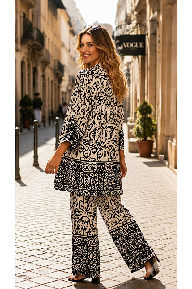 forte bella Etnik Desen Alt-Üst Trend Kimono Takım - Fiyatı, Yorumları