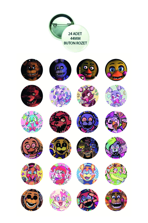 nihonwosekai FNAF Five Nights at Freddys Anime Buton Rozet 24 ADET ...