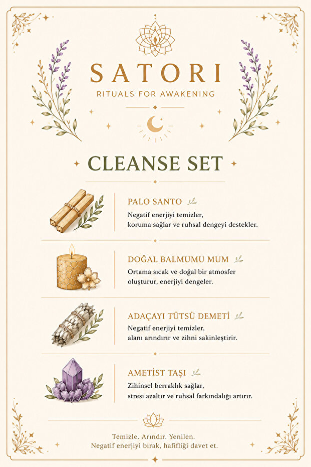 Satori Cleanse Set | Meditasyon ve Arınma Ritüel Seti | Palo Santo ...