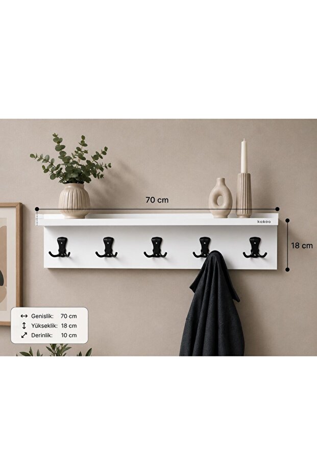 Renlife Askılık Duvar Elbise Kapı Arkası Askılığı Portmanto 70 Cm Beyaz ...