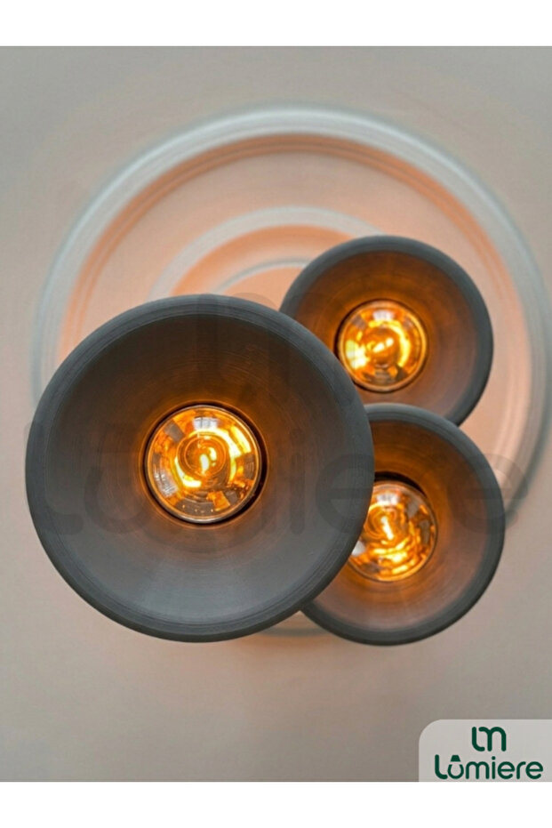 lumiere Design Beton Görünümlü Premium 3'lü Sarkıt Avize İskandinav ...