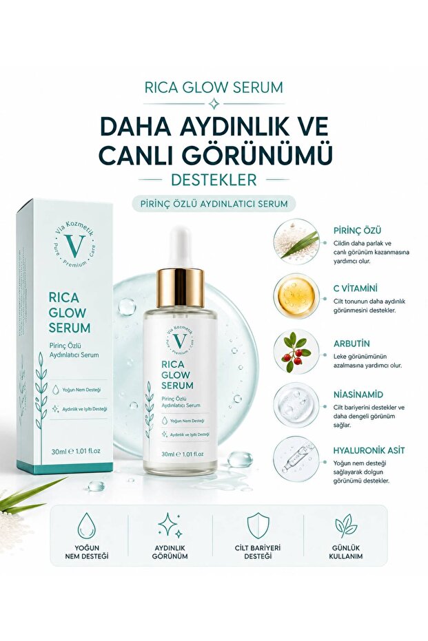Via Aydınlatıcı Serum Rica Glow Pirinç Özlü C Vitamini 30 ml - Fiyatı ...
