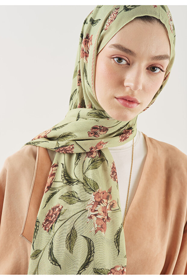 Freshscarfs Bloomy Desen Soft Viskon Şal Yeşil - Fiyatı, Yorumları