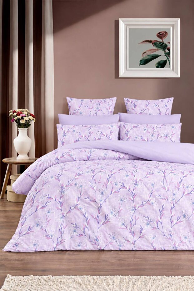 Cotton Viva Çift Kişilik Lastikli Çarşaflı Nevresim Takımı Pamuklu Dal ...