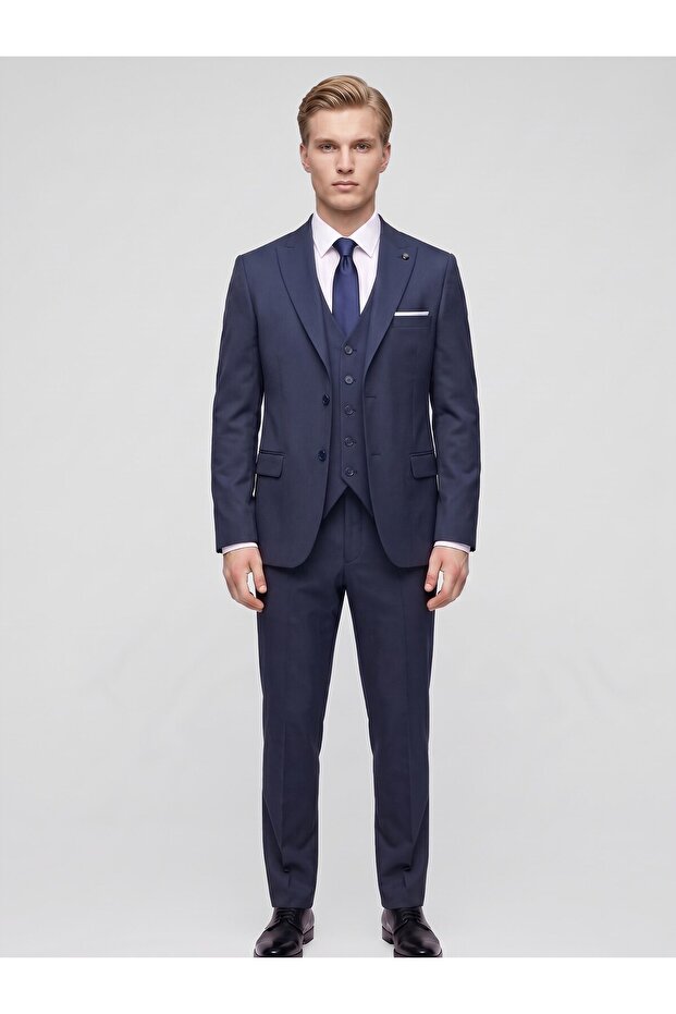 Plus Scorpion Erkek 3 Parça Slim Fit Çift Yırtmaçlı Takım Elbise ...