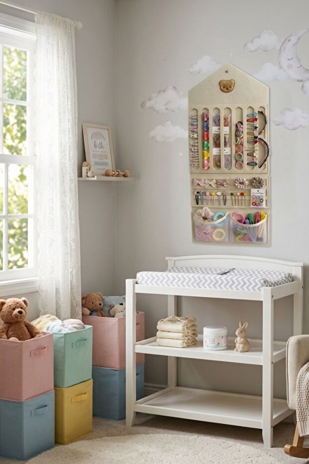 Modakids Kız Çocuk Saç Aksesuarı Düzenleyici Çanta Duvara Monte Toka ...