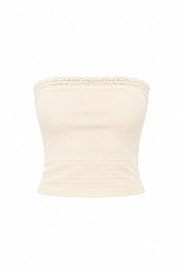 GEMA MODA Kadın Dantel Detaylı Straplez Fitilli Crop Atlet - Fiyatı ...