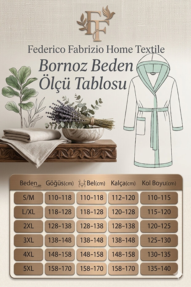 Federico Fabrizio İdol %100 Pamuklu Unisex Kapüşonlu Desenli Bornoz ...