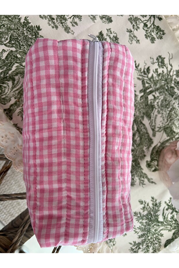 eyma home Pembe pitikareli makyaj çantası - Fiyatı, Yorumları
