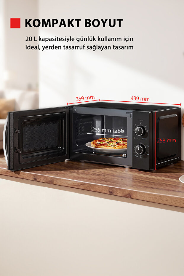 Toshiba Eşit Buz Çözme 20L 5 Isı Seviyesi Siyah Mikrodalga Fırın MWP ...