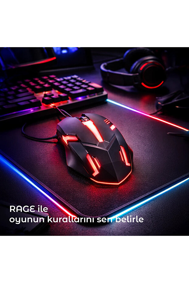 KATJMER RAGE Kablolu Gaming Mouse | RGB Aydınlatma | 1000 DPI Optik ...