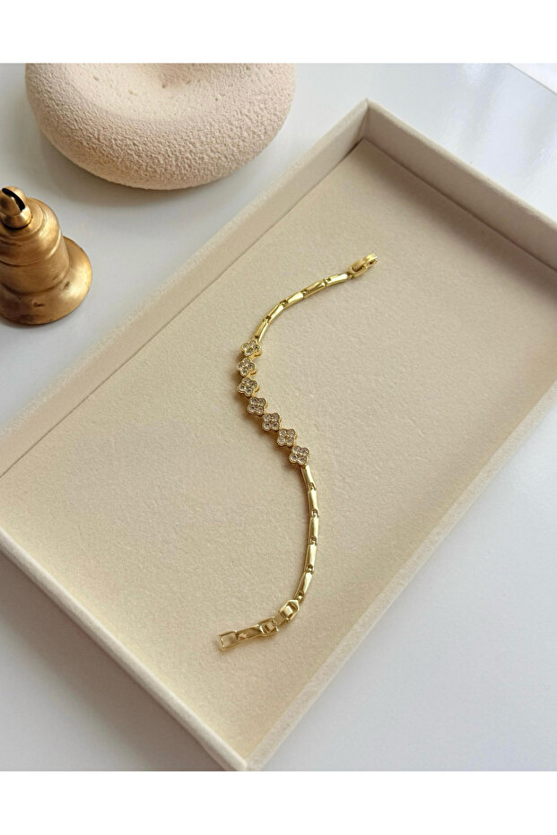 BusradanDesign Özel Seri Zirkon Taşlı Yonca Model Tasarım Bileklik ( 16 ...