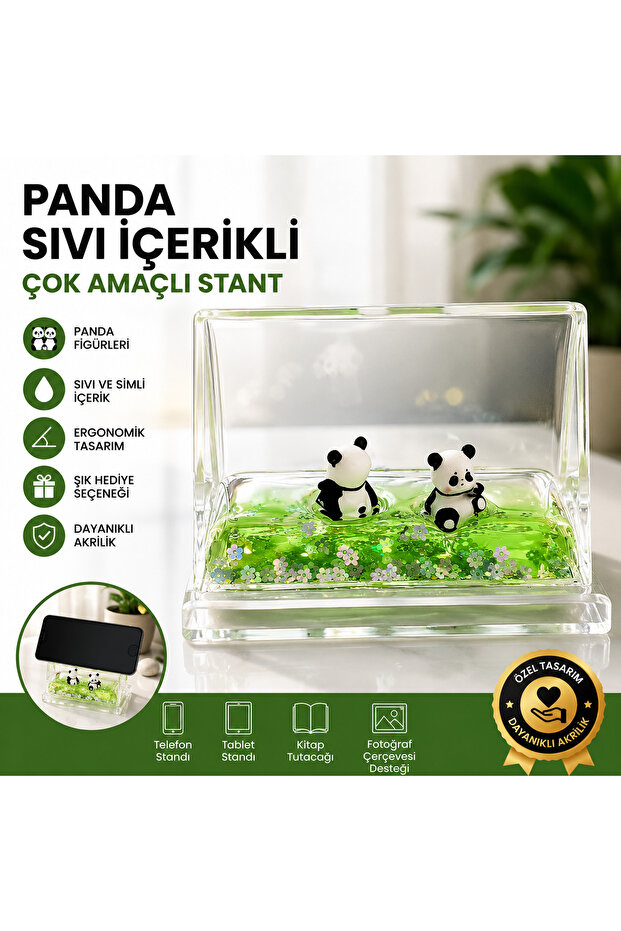1DepoBu Panda Figürlü Sıvı Simli Telefon Standı | Çok Amaçlı Masaüstü ...