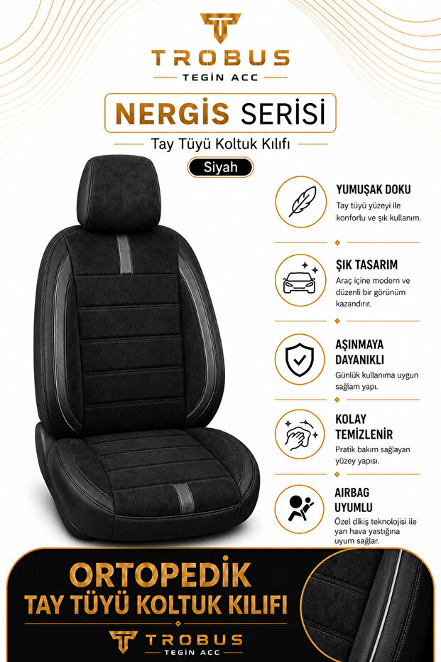 TROBUS Skoda Kamiq 2019 Sonrası Uyumlu Nergis Siyah Ortopedik Tay Tüyü ...