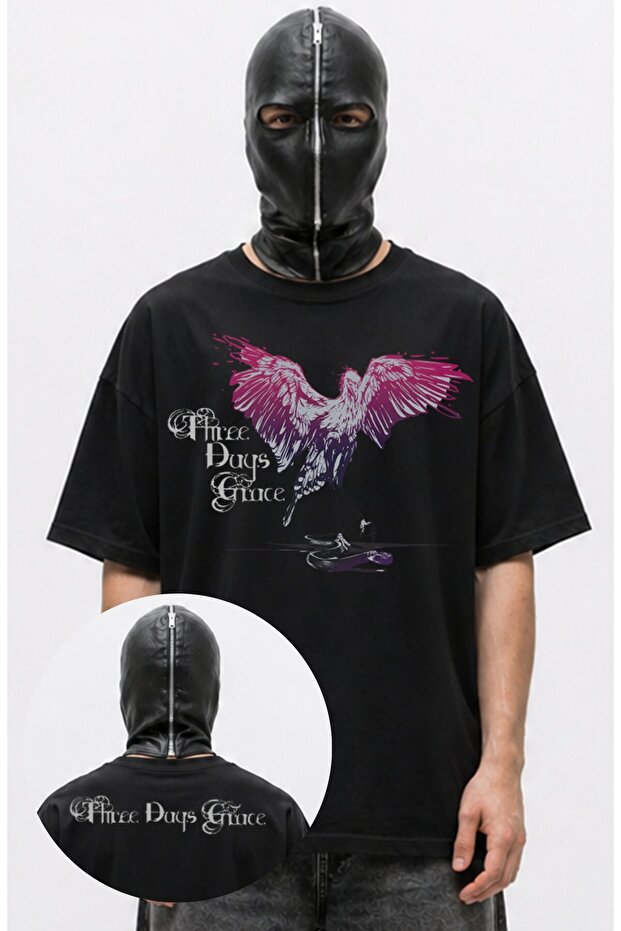 Fuddy Moda Unisex Oversize Three Days Grace Ense Baskılı Rock Band ...