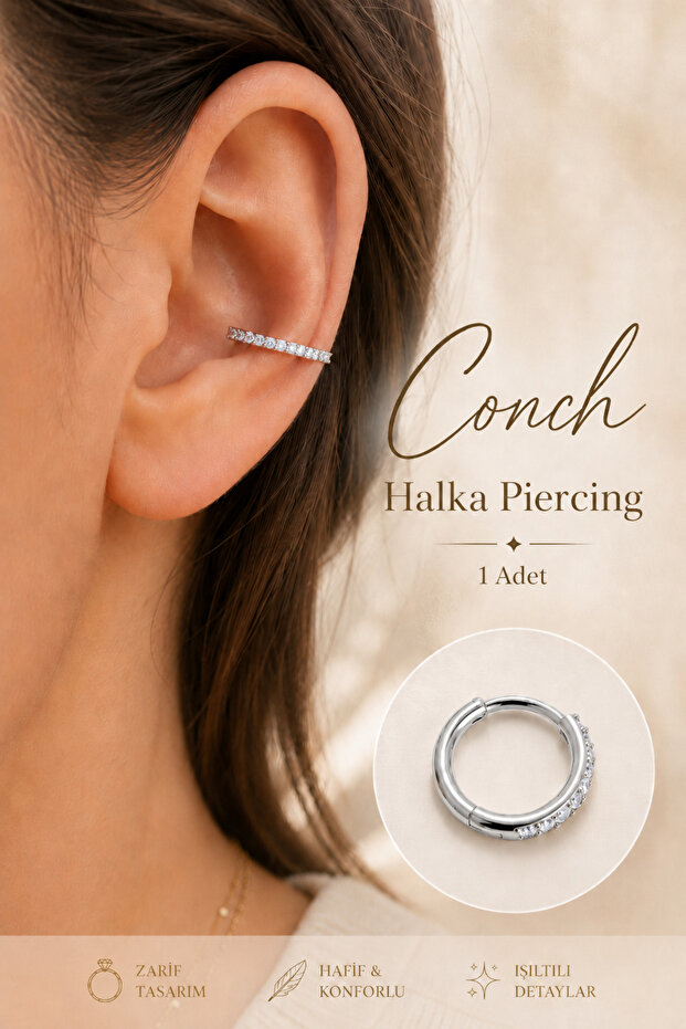 Sacce Scarves&Accessories Zirkon Taşlı Ince Halka Conch Piercing ...