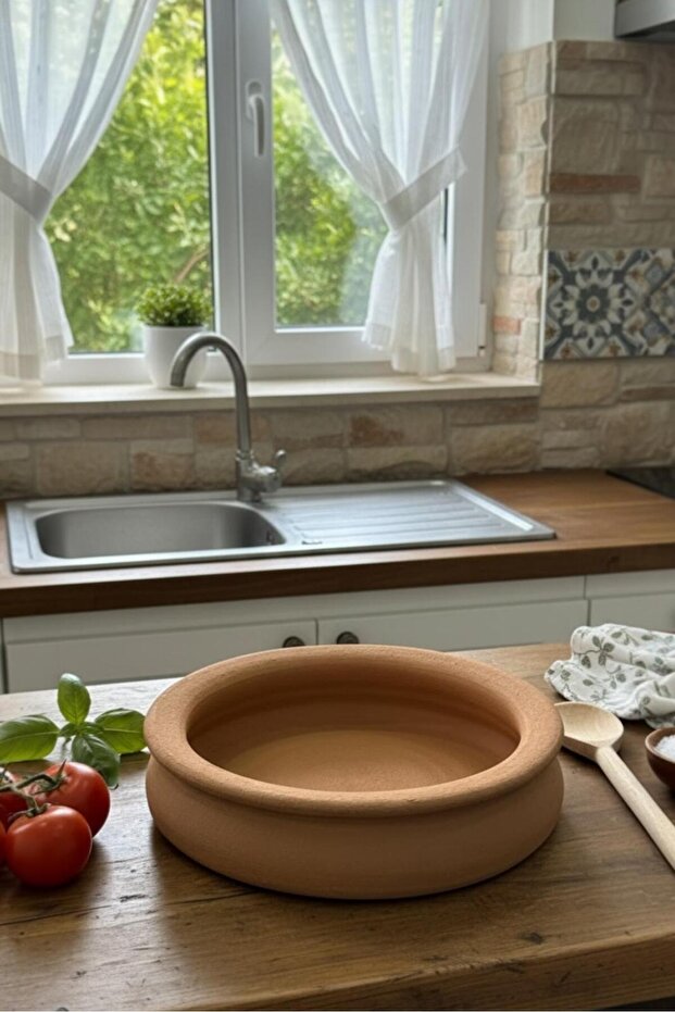 adenart pottery Küçük Boy Kapaklı Güveç-Fırın Kabı 28 cm Ateşe ...