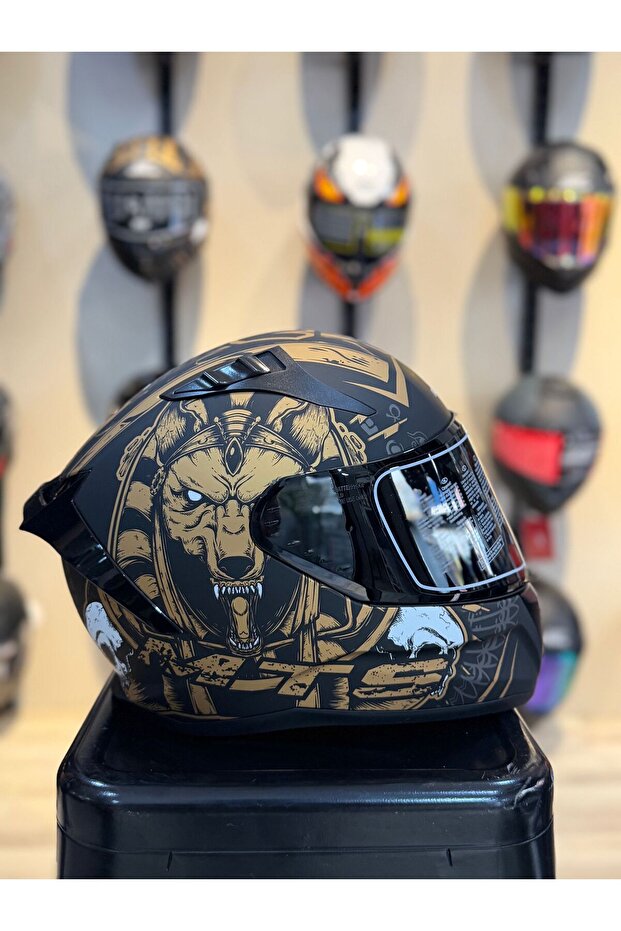 MTS M-801 SNAKE ANUBIS Full Face Gold-Siyah Kask - Fiyatı, Yorumları