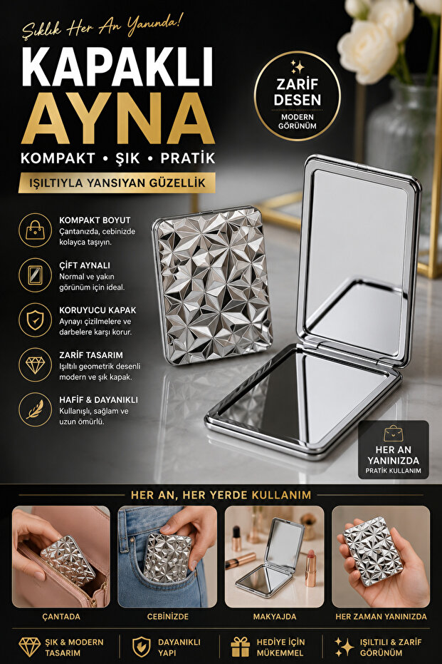 Northern Star Lüx Cep Çanta Aynası Makyaj Aynası Kapaklı - Fiyatı ...