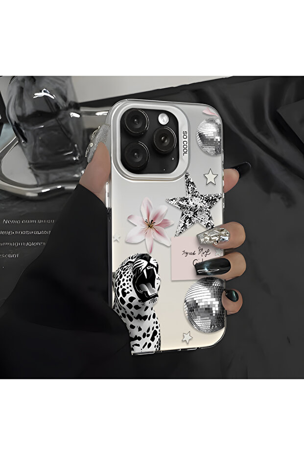 PATTERNOVA Samsung Galaxy A05 Uyumlu Leopar çiçek yıldız desenli ...