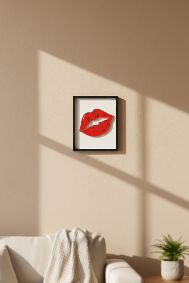 TUTACENTER Minimal Dudak Tablo 12x15 cm | Dekoratif Duvar Süsü | Modern ...